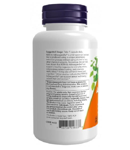 Now Foods, KSM-66 Ashwagandha® 600 mg (90 cápsulas) - entiii